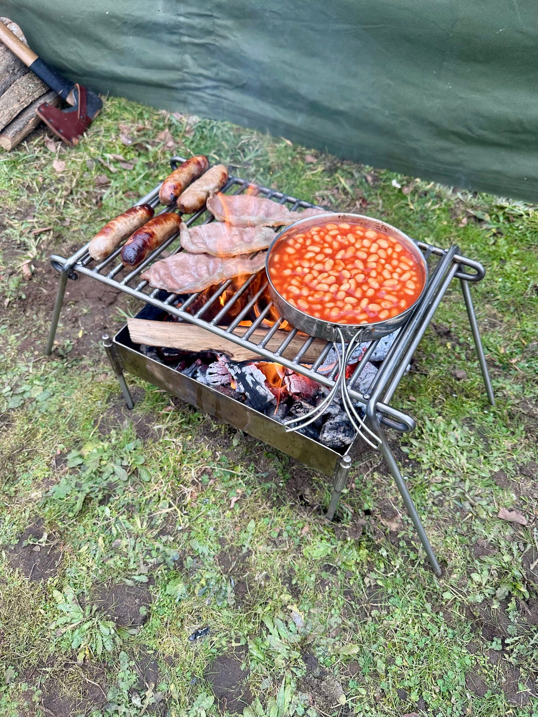 Stainless Steel Camping Grill - Heavy Gauge Portable BBQ for 1-4 People ...